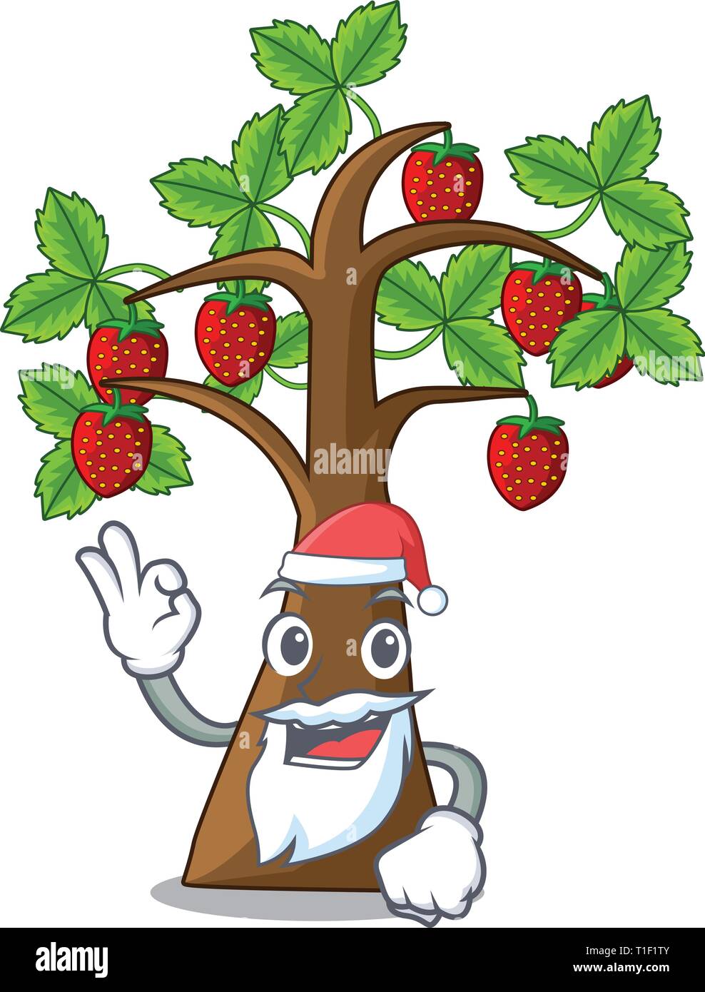Santa strawberry tree isolated with the cartoon vector illustration ...