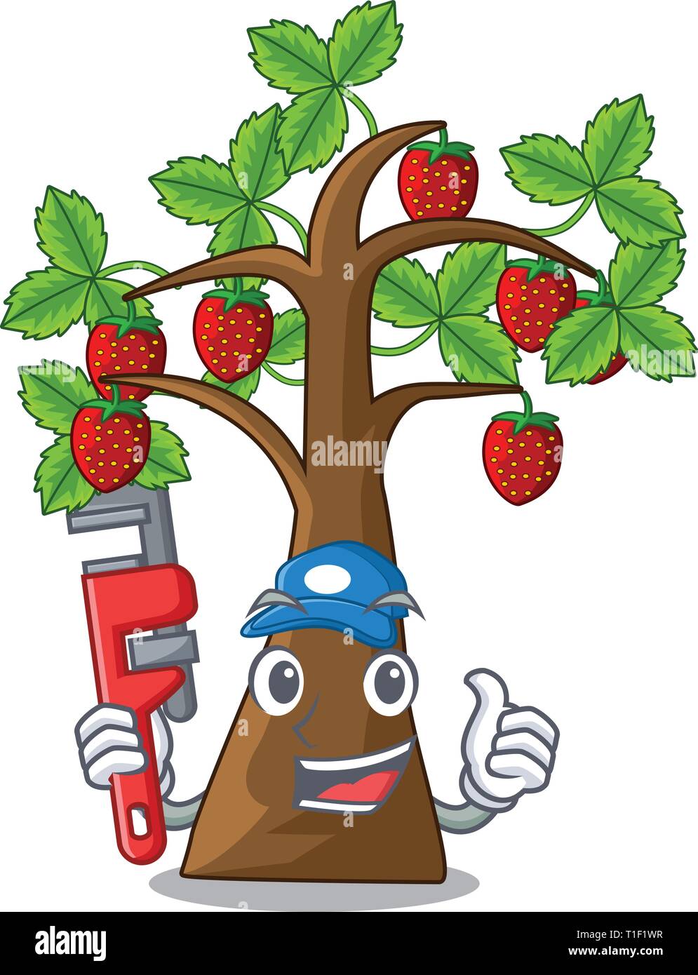 Plumber strawberry tree isolated with the cartoon vector illustration ...