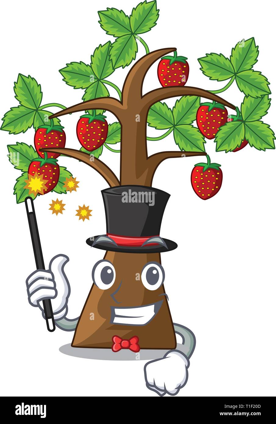 Magician strawberry tree isolated with the cartoon vector illustration ...