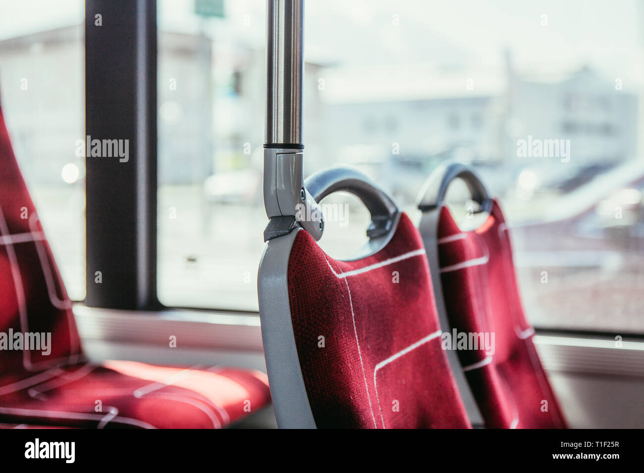 Interior of a public transport bus Stock Photo - Alamy