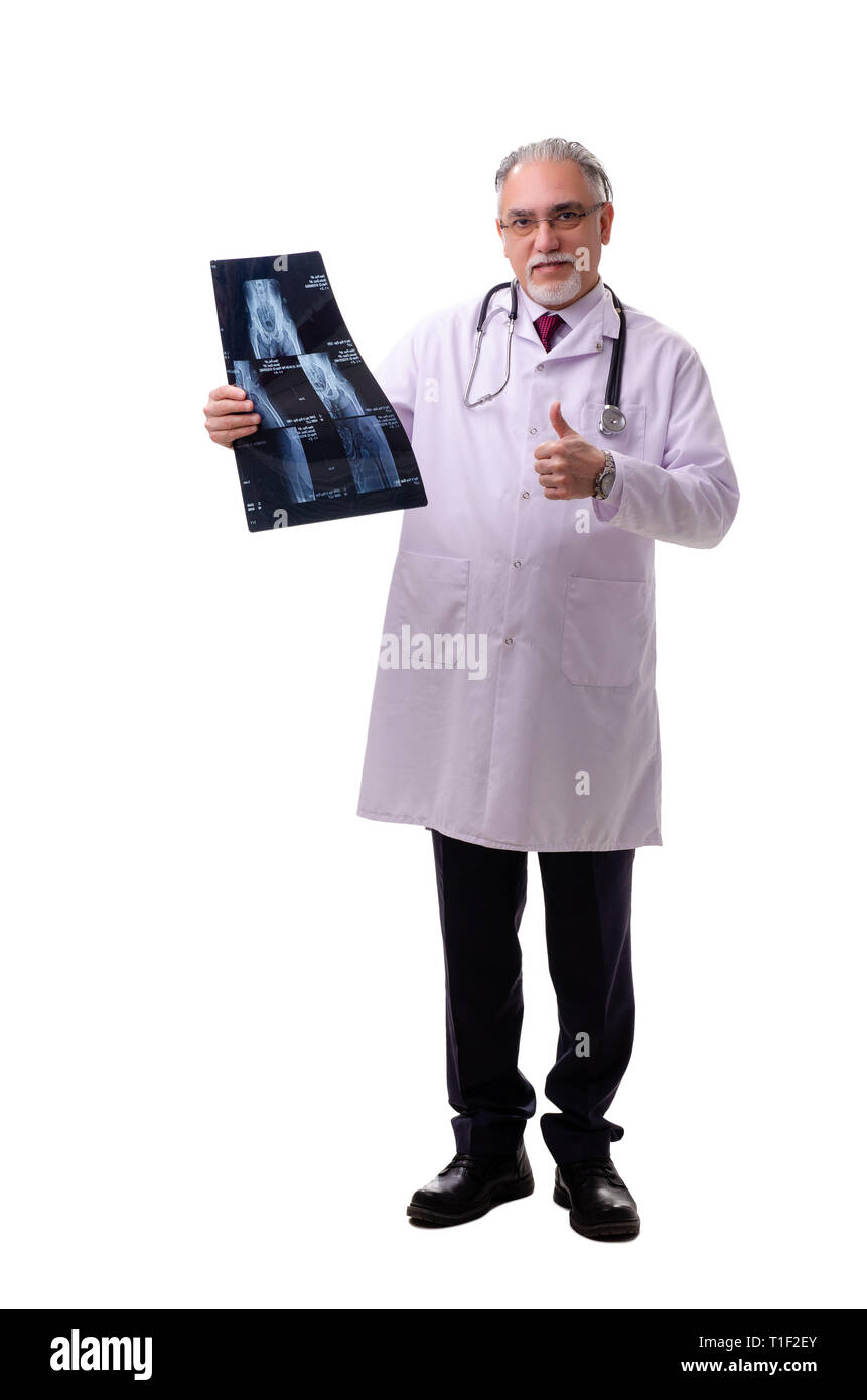 Old male doctor isolated on white Stock Photo - Alamy