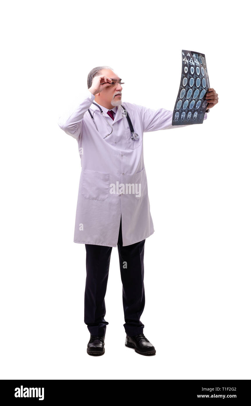 Old male doctor isolated on white Stock Photo - Alamy