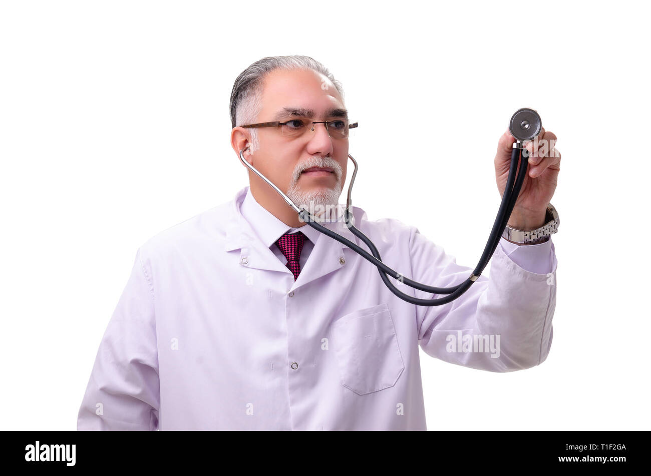 Old male doctor isolated on white Stock Photo - Alamy