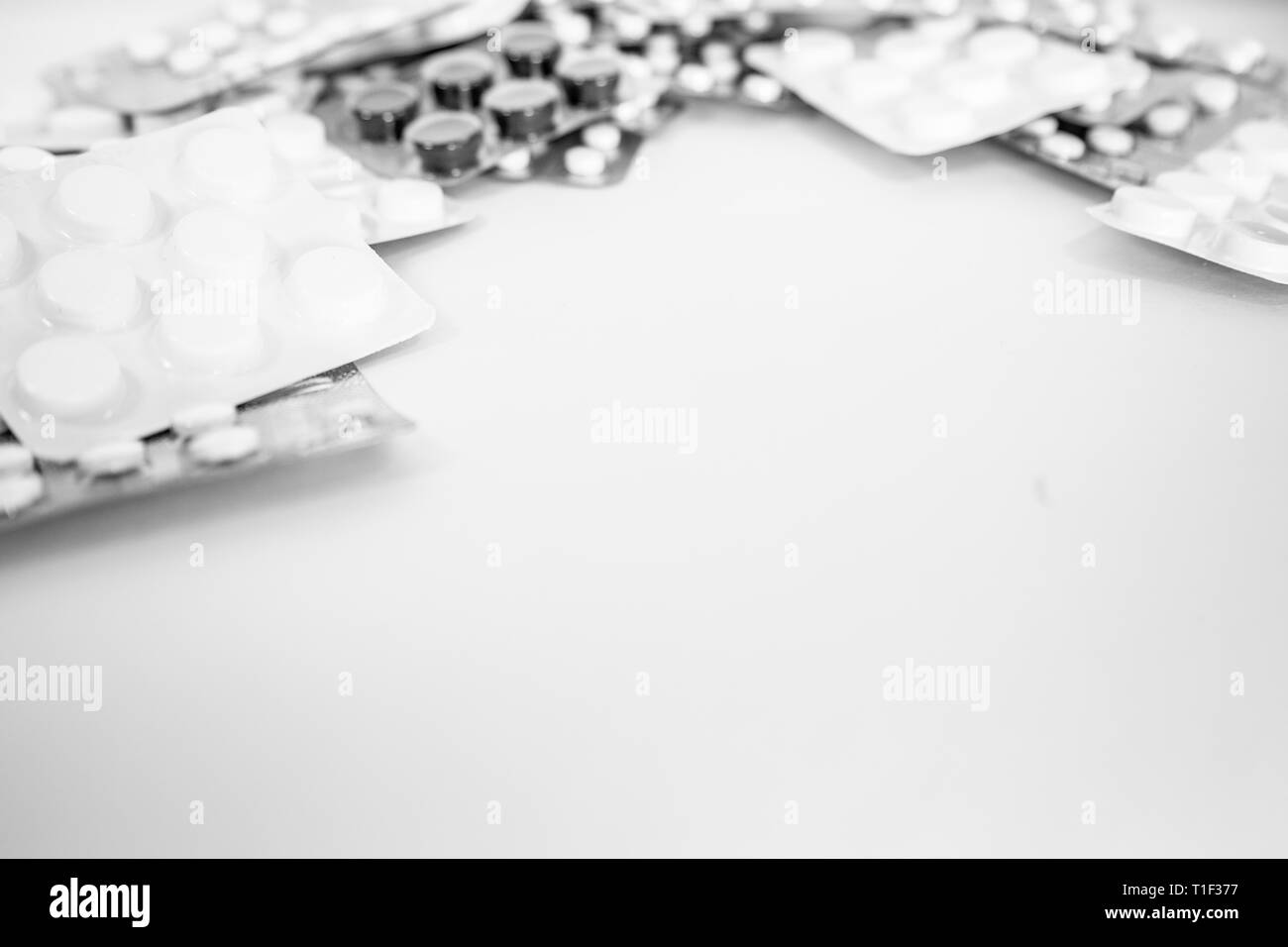 packaged pharmaceutical pills on a white background Stock Photo - Alamy