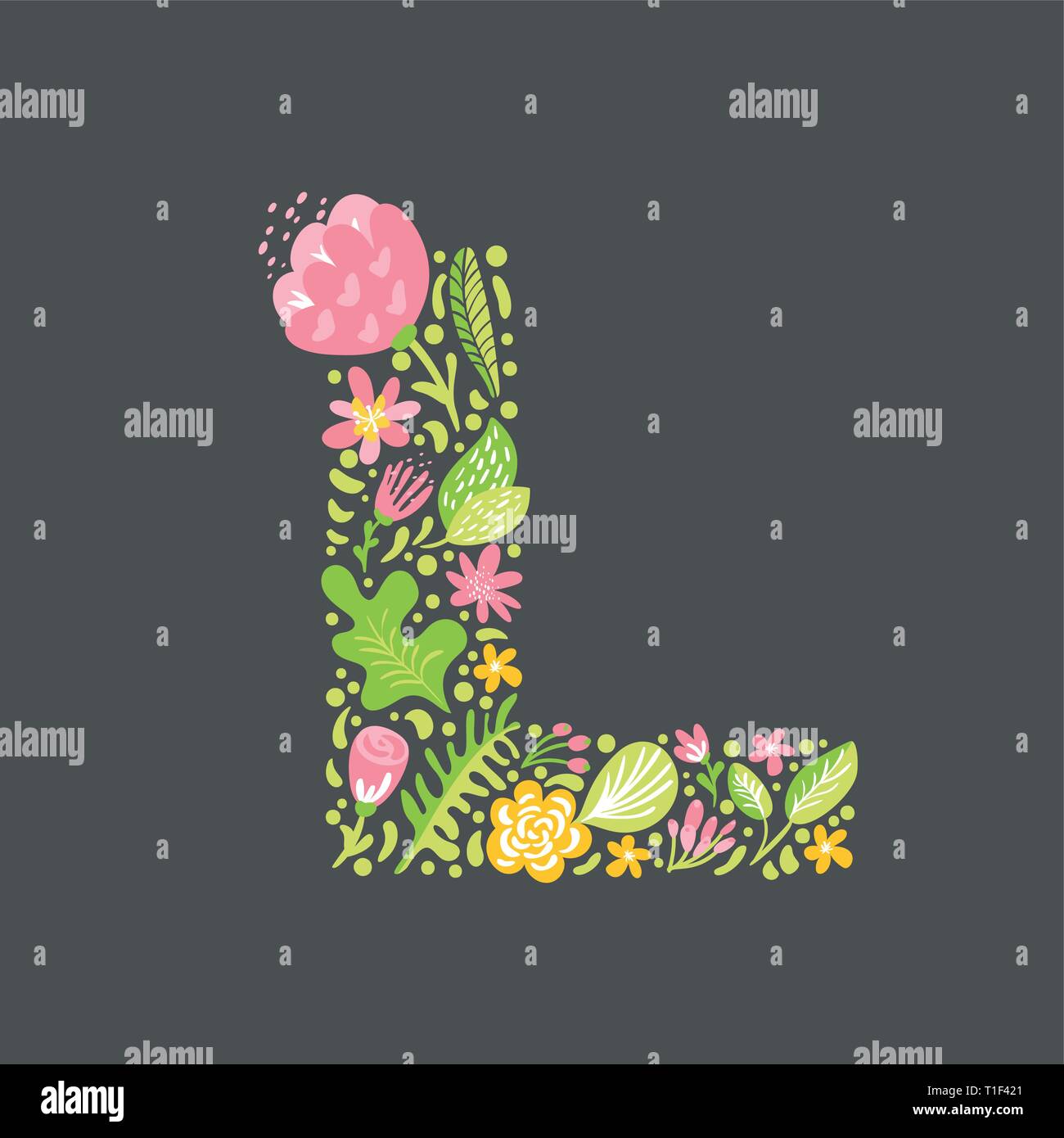 Floral summer Letter L. Flower Capital wedding Uppercase Alphabet ...