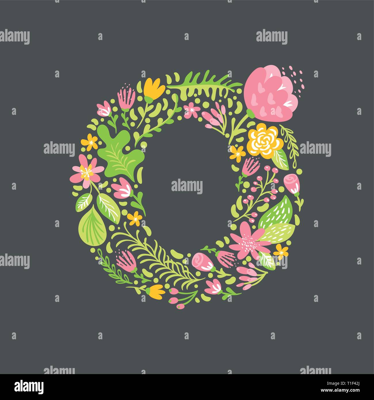 Floral summer Letter O. Flower Capital wedding Uppercase Alphabet ...