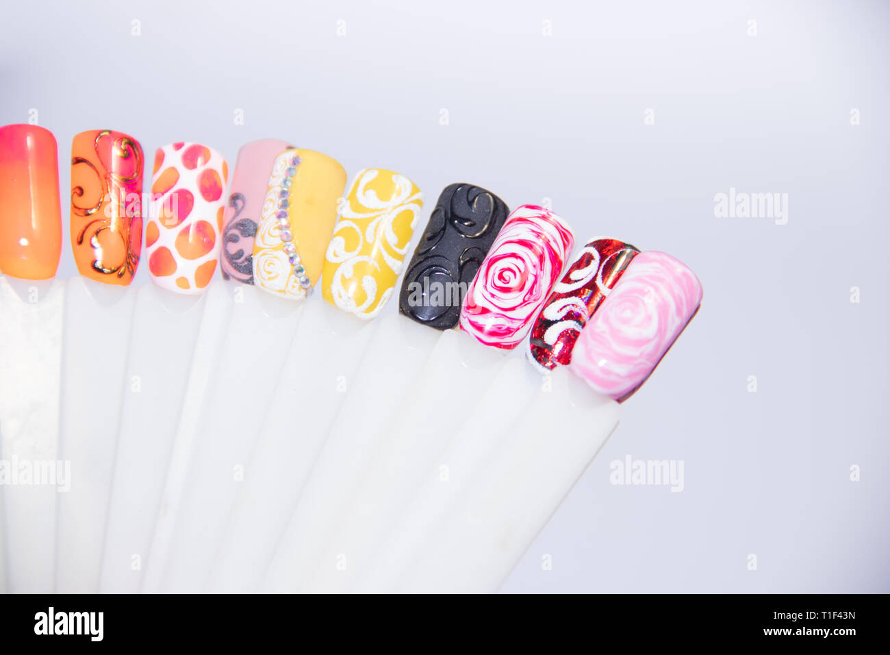 Nail Care And Manicure concept. Multicolor Nail Polish palette for ...
