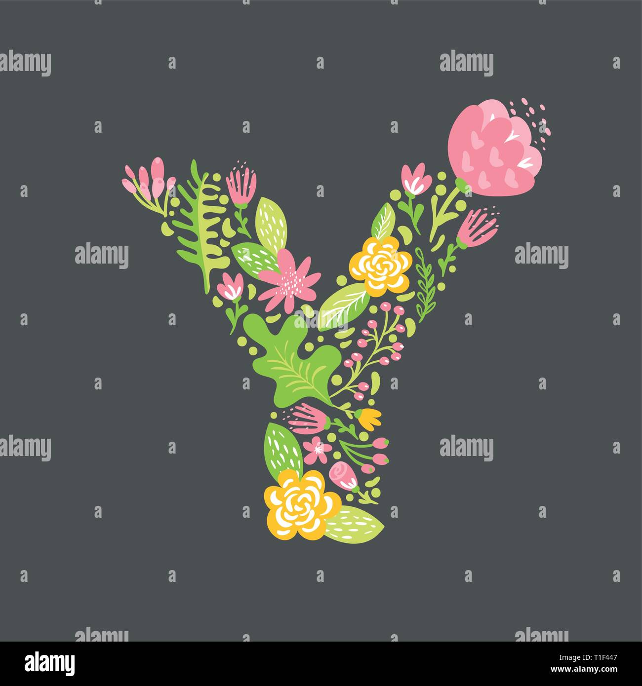 Floral summer Letter Y. Flower Capital wedding Uppercase Alphabet ...