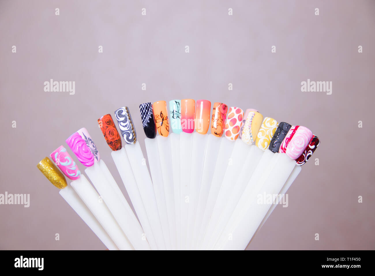 Nail Care And Manicure concept. Multicolor Nail Polish palette for ...