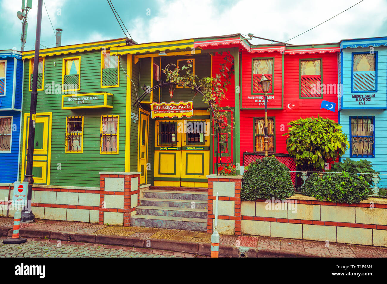 Colored houses in the Sultanahmet area. Istanbul, Turkey - November 13 ...