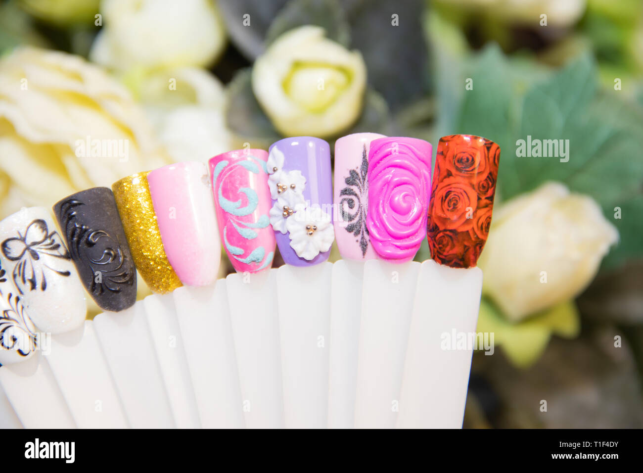 Nail Care And Manicure concept. Multicolor Nail Polish palette for ...