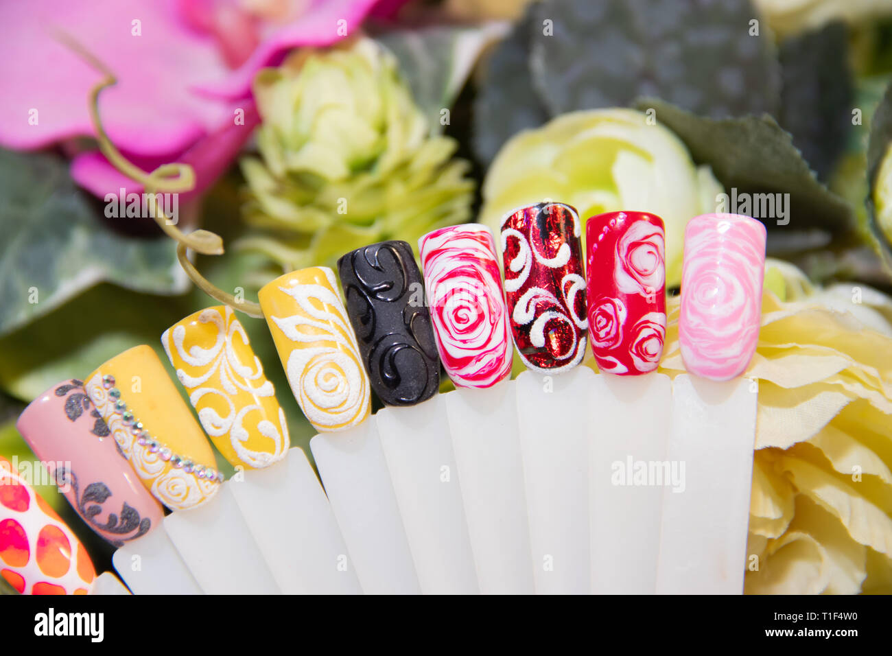 Nail Care And Manicure concept. Multicolor Nail Polish palette for ...