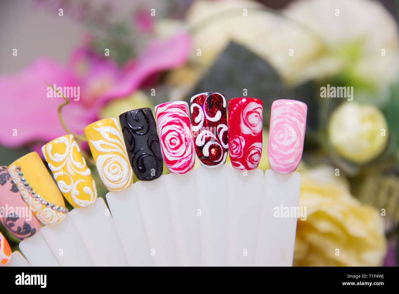 Nail Care And Manicure concept. Multicolor Nail Polish palette for ...