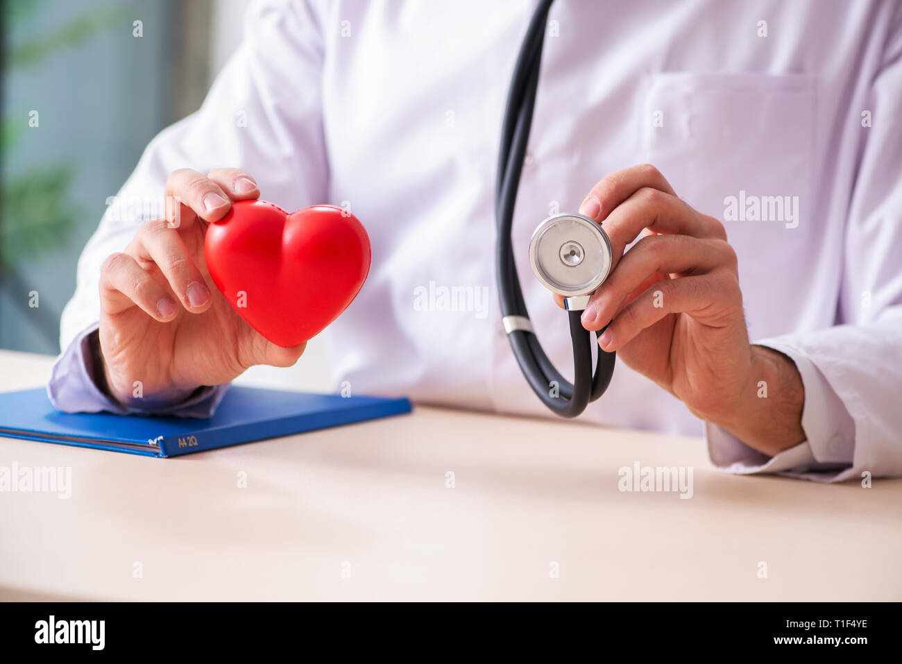 Male doctor cardiologist holding heart model Stock Photo - Alamy