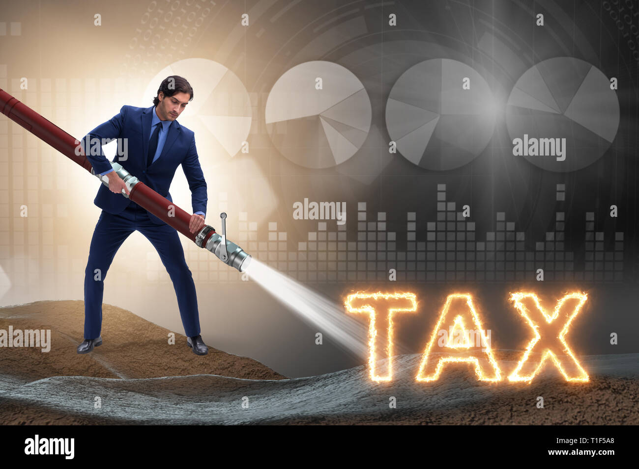 Businessman paying off his taxes Stock Photo - Alamy