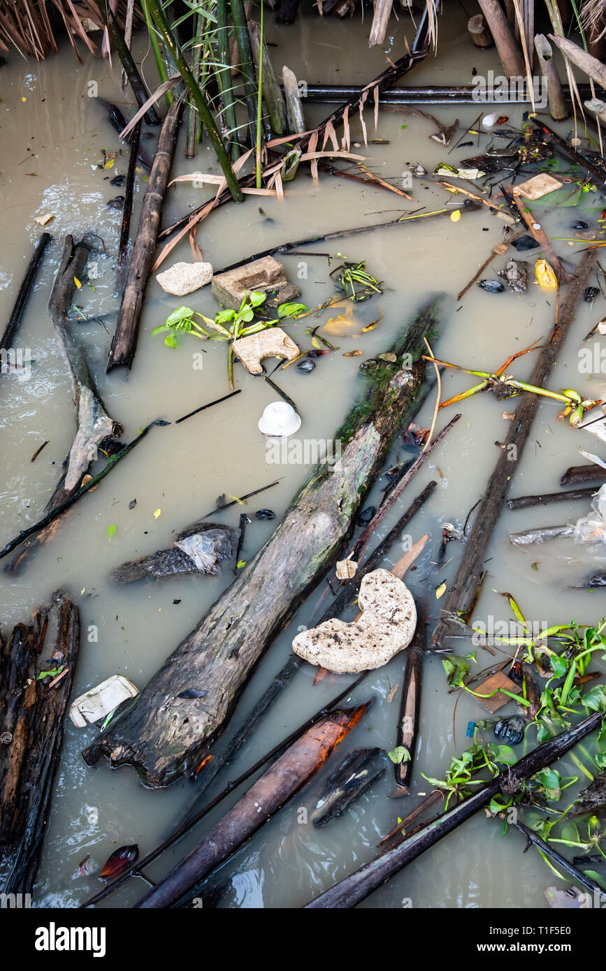 Garbage in the river is destroy the environment. World Environment Day ...