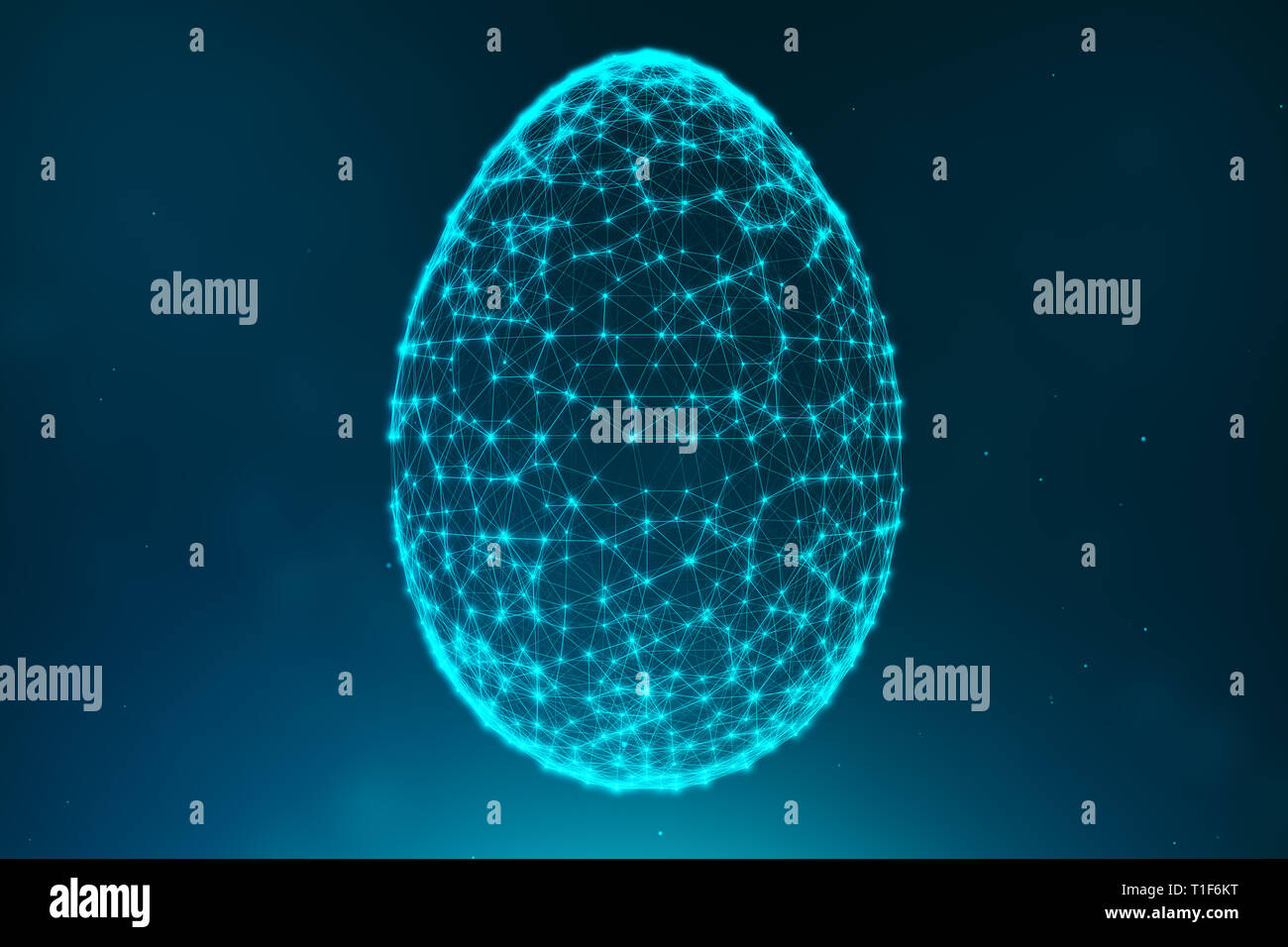 Abstract blue Easter eggs consisting of blue lines and glowing neon ...