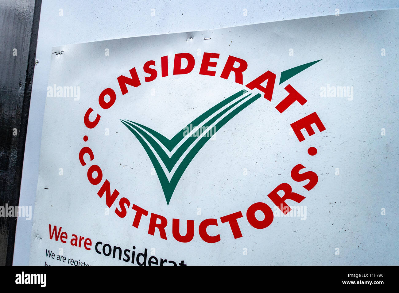 Considerate constructors sign on construction site development security ...
