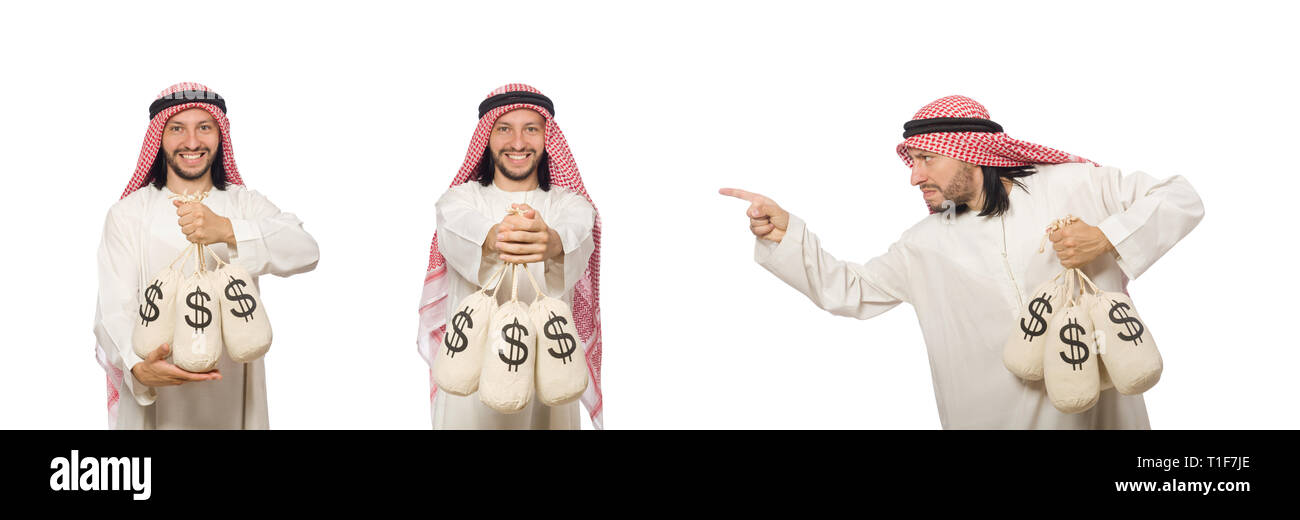 Arab businessman with sacks of money Stock Photo - Alamy