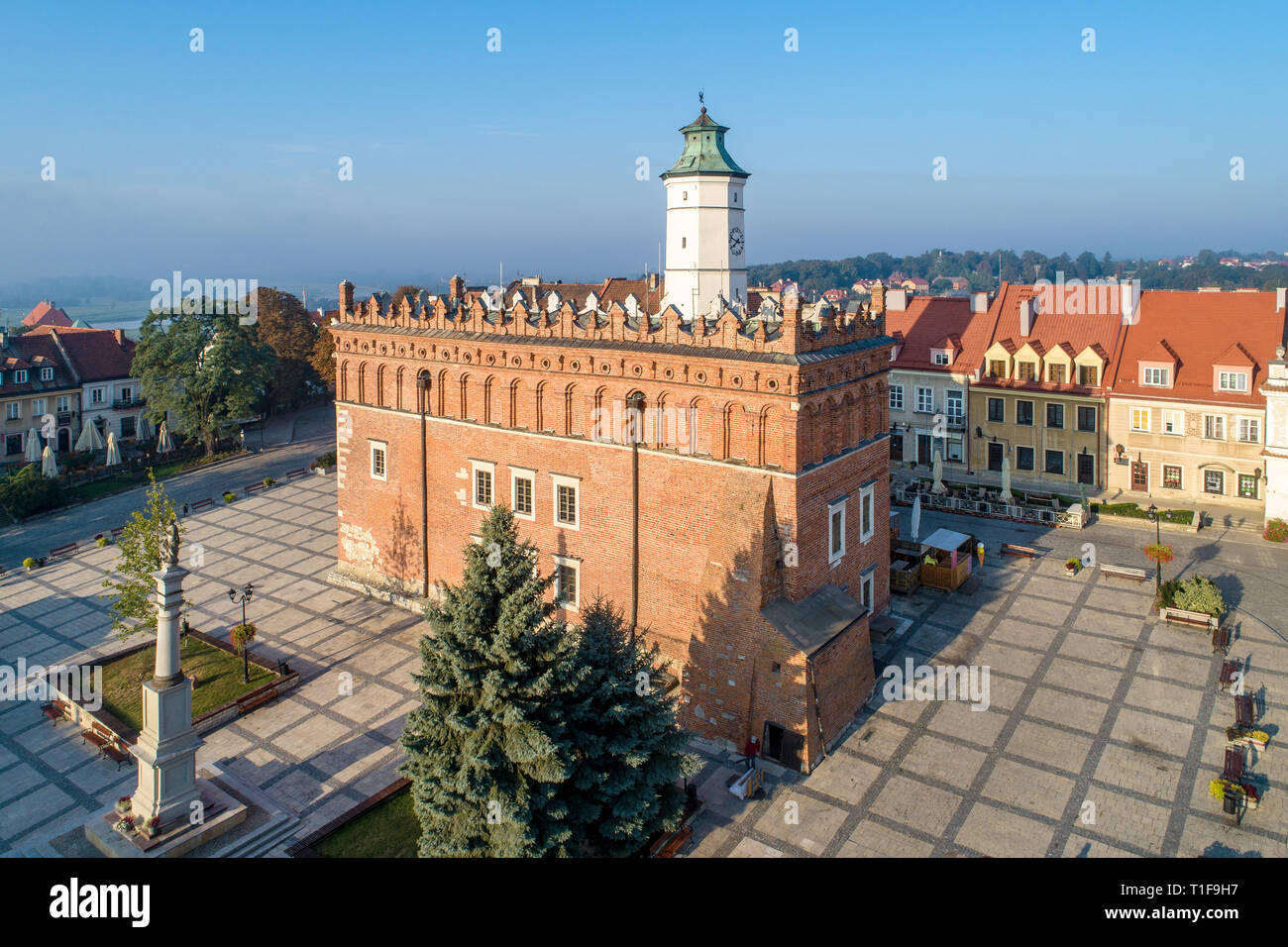 Sandomierz old city, Poland. Aerial view in sunrise light. Gothic city ...