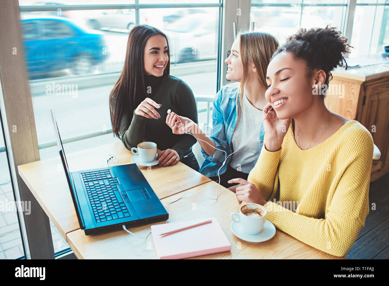 Girls in cafe Stock Photo - Alamy