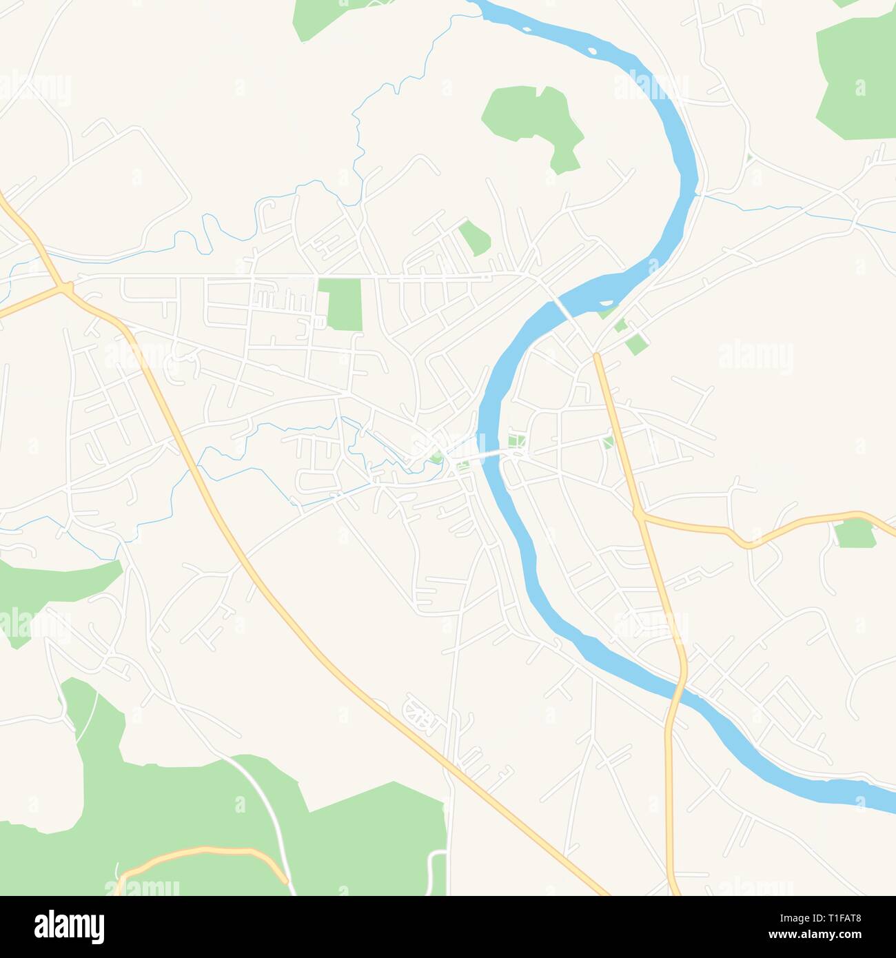 Printable map of Sanski Most, Bosnia and Herzegovina with main and ...