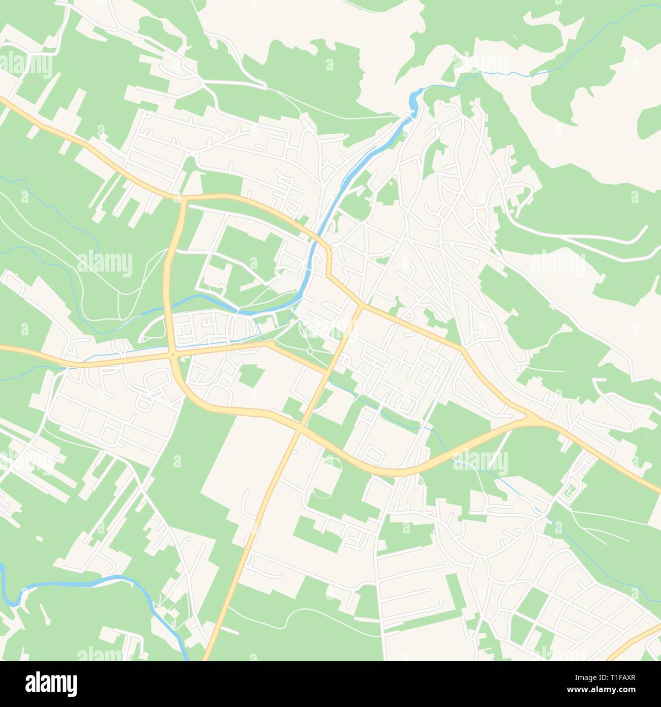 Printable map of Livno, Bosnia and Herzegovina with main and secondary ...