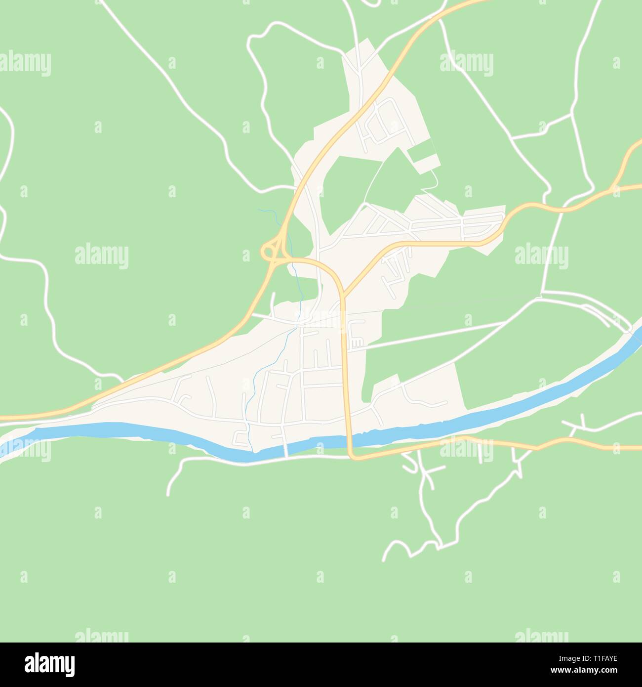 Printable map of Zepce, Bosnia and Herzegovina with main and secondary ...