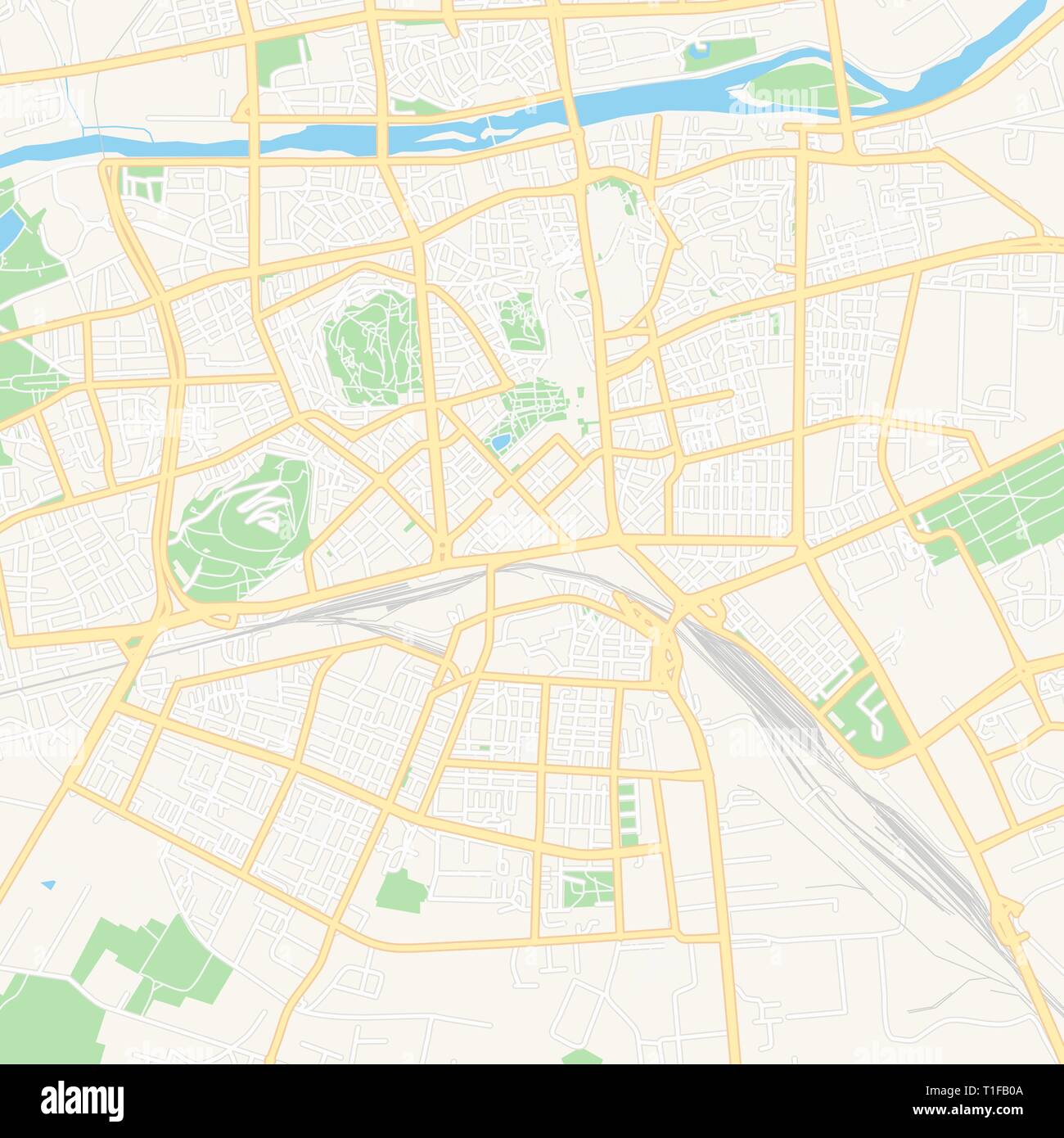 Printable map of Plovdiv, Bulgaria with main and secondary roads and ...