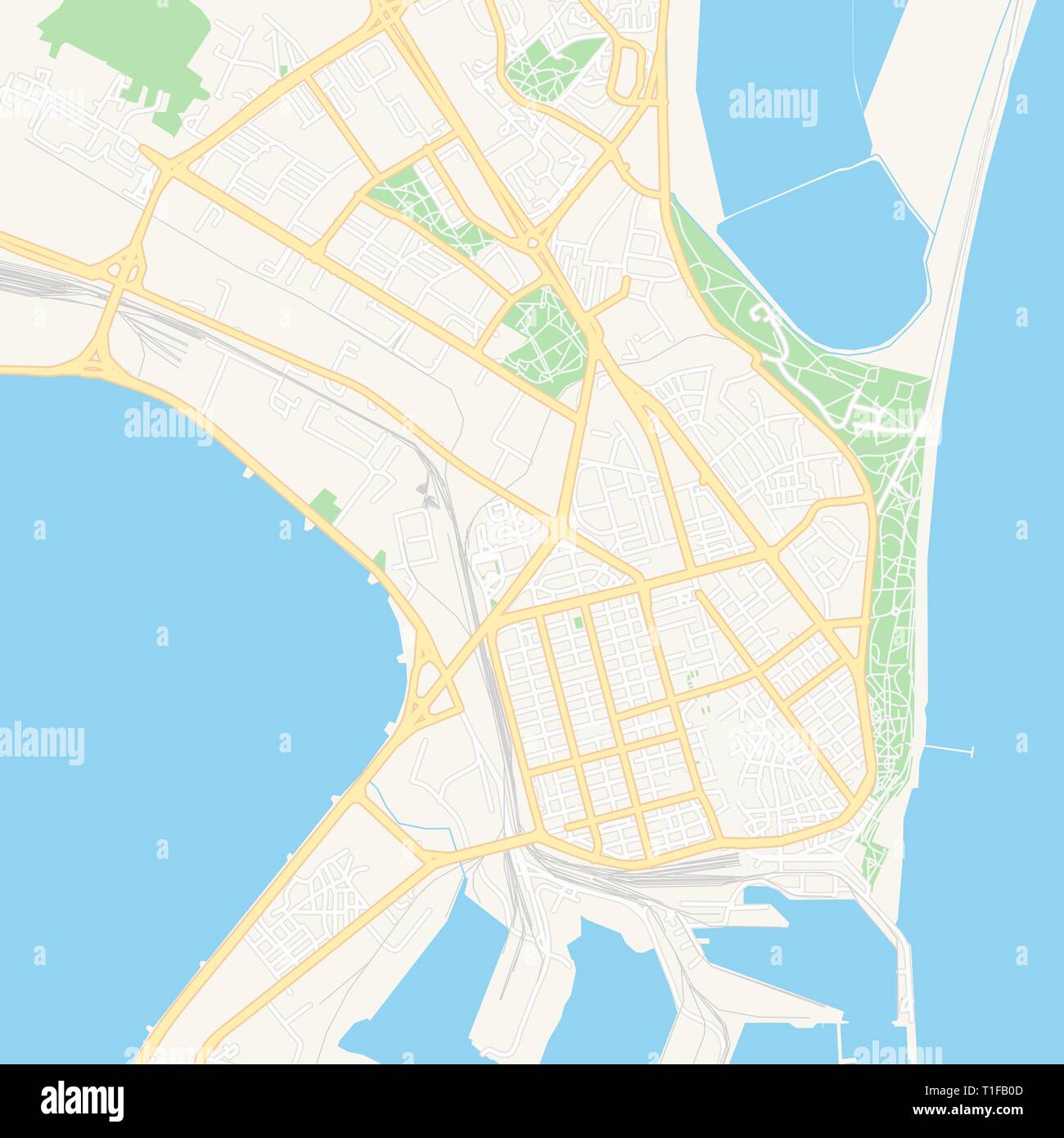 Printable map of Burgas, Bulgaria with main and secondary roads and ...