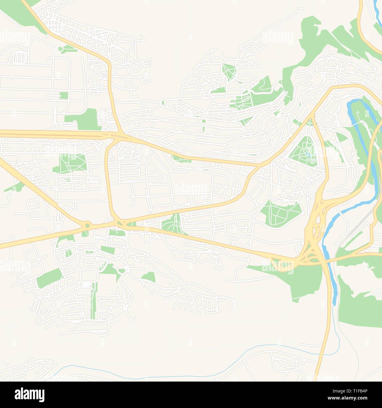 Printable map of Veliko Tarnovo, Bulgaria with main and secondary roads ...