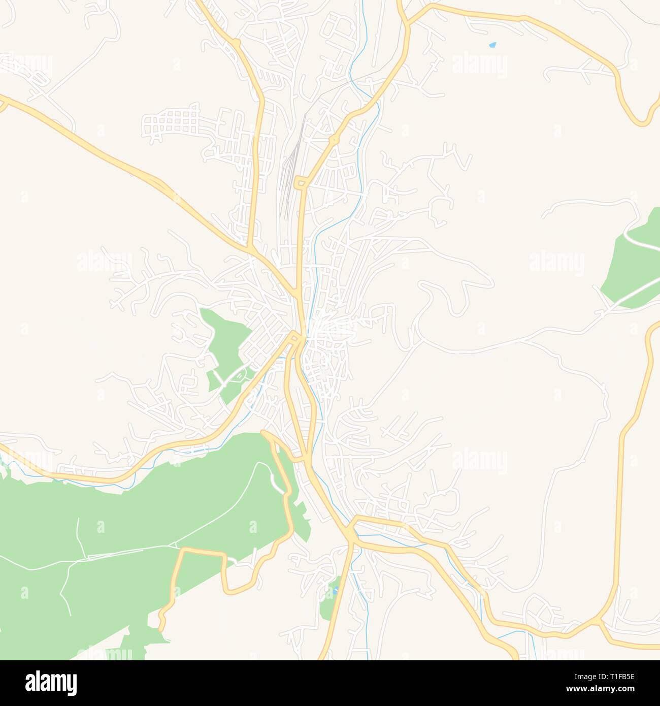 Printable map of Gabrovo, Bulgaria with main and secondary roads and ...