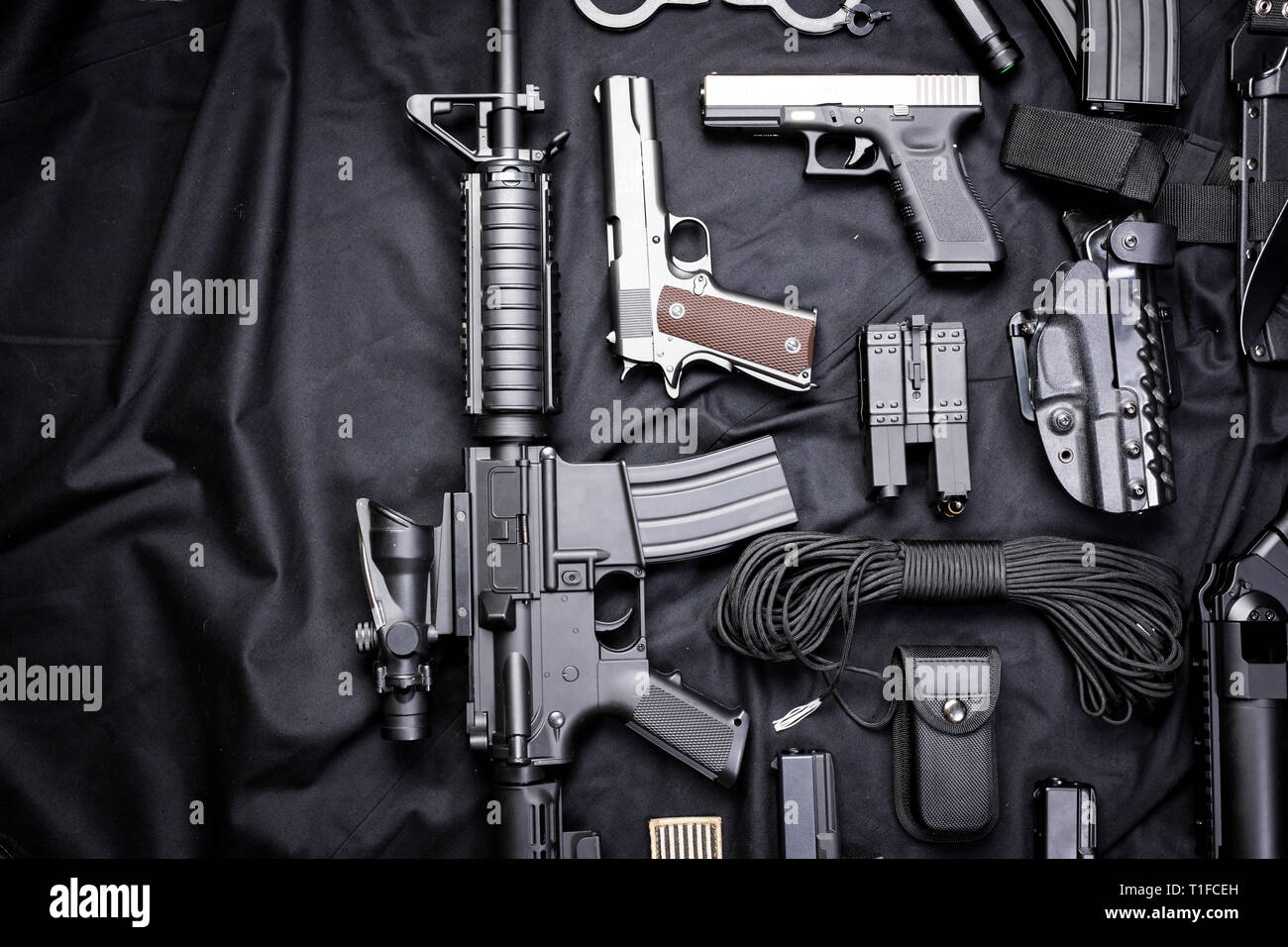 modern weapon, black background Stock Photo - Alamy