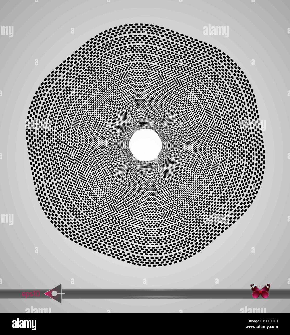 Concentric segments of circles. Hex rotation. Design element on white ...