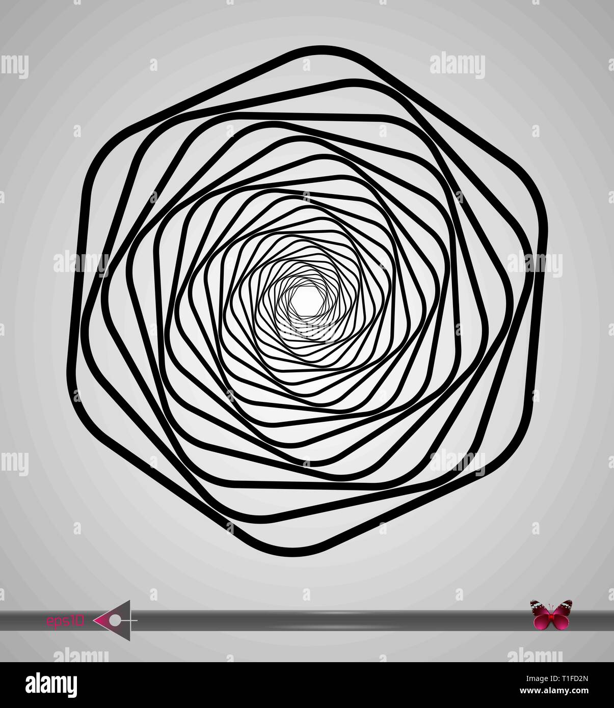Concentric segments of circles. Hex rotation. Design element on white ...