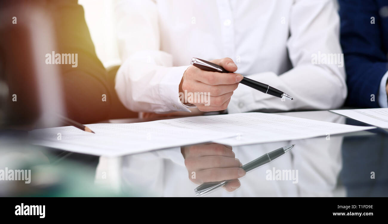 Bookkeepers team or financial inspectors making report, calculating or ...