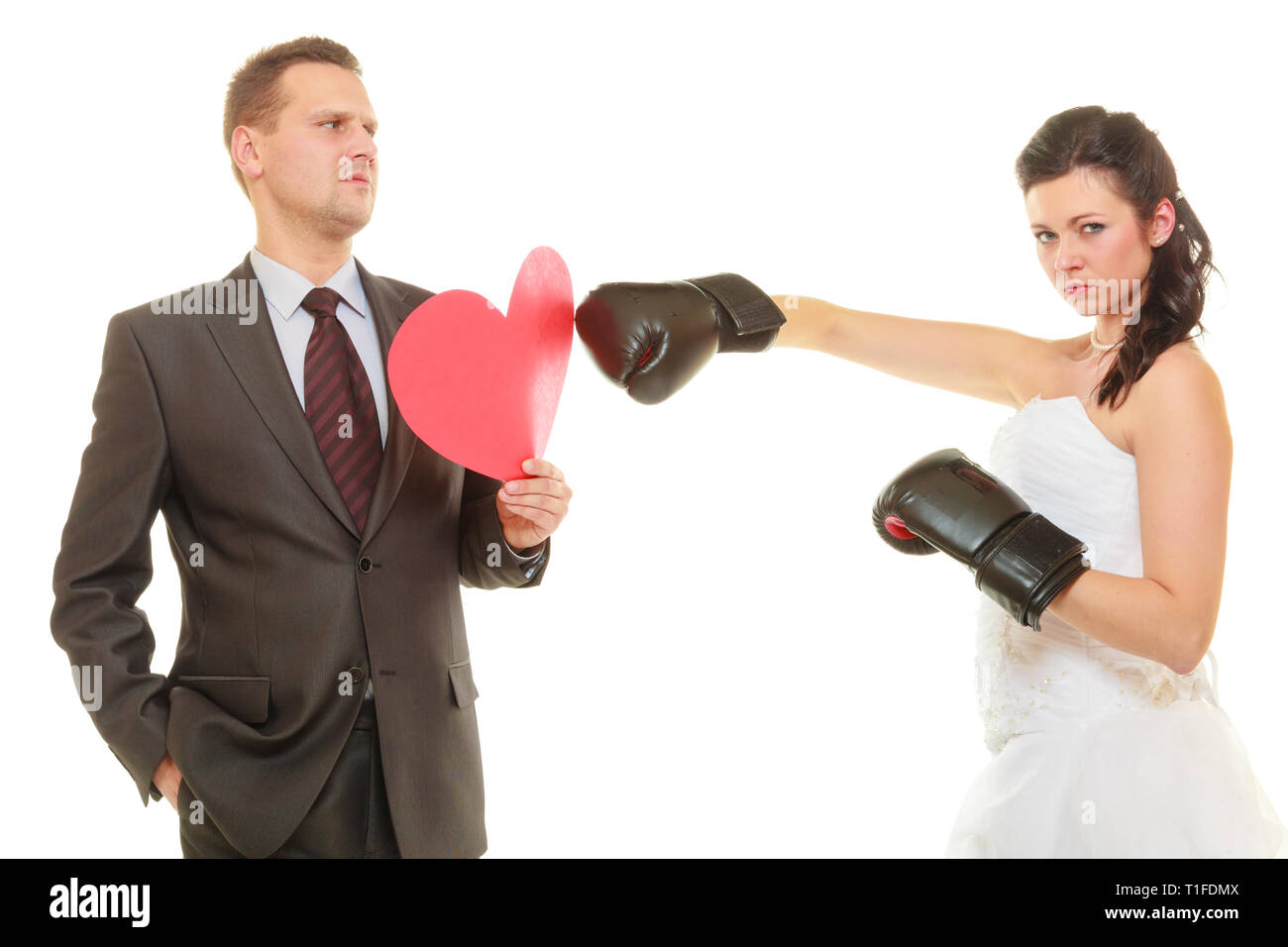 Conflict in relationship concept. Married couple fighting with each ...