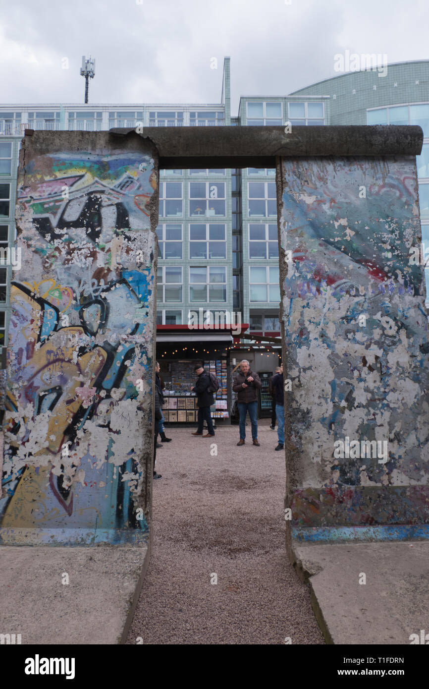 segment of the Berlin Wall at Checkpoint Charlie in Berlin Germany ...