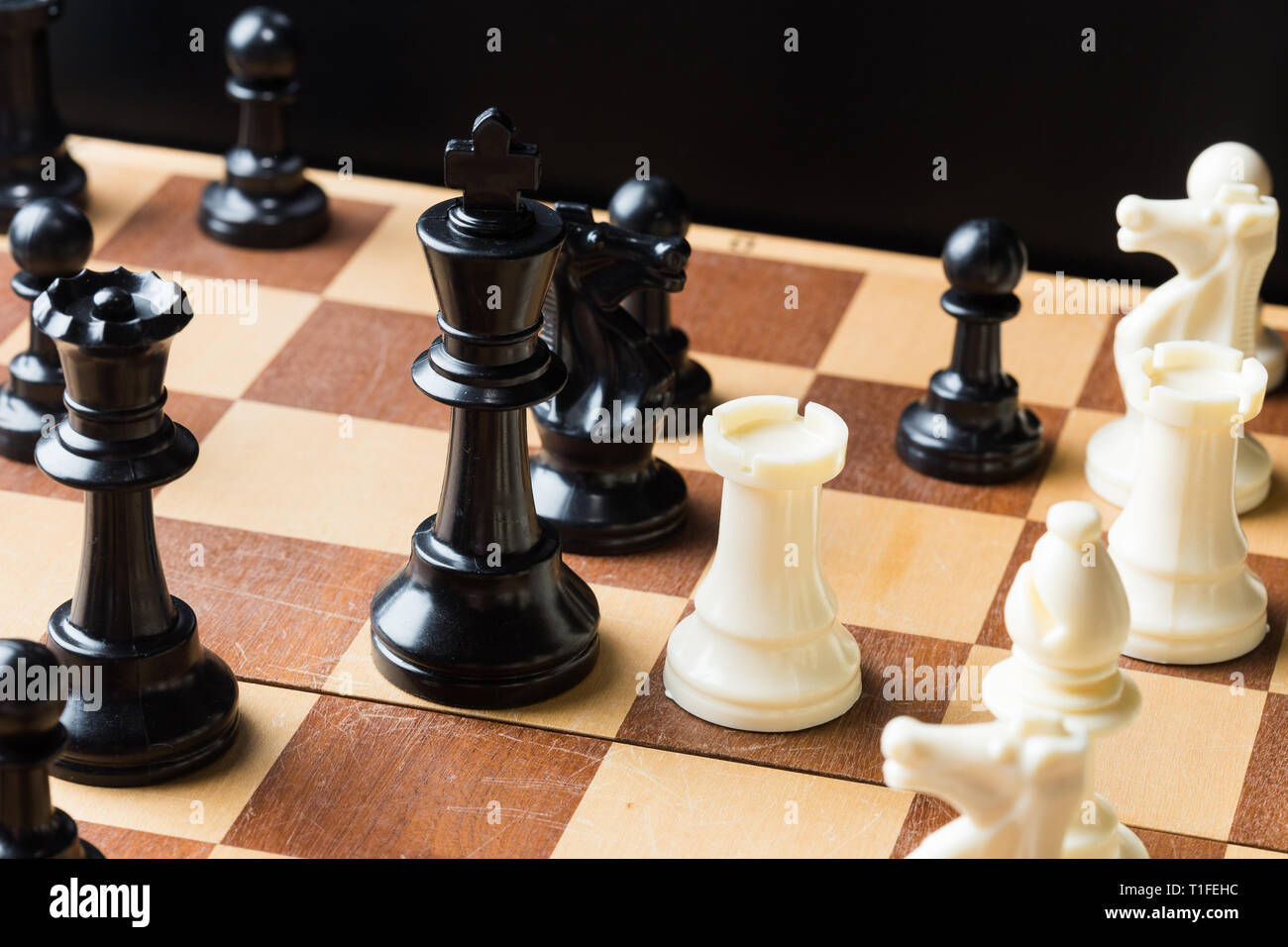 Chess pieces set on a chessboard Stock Photo - Alamy