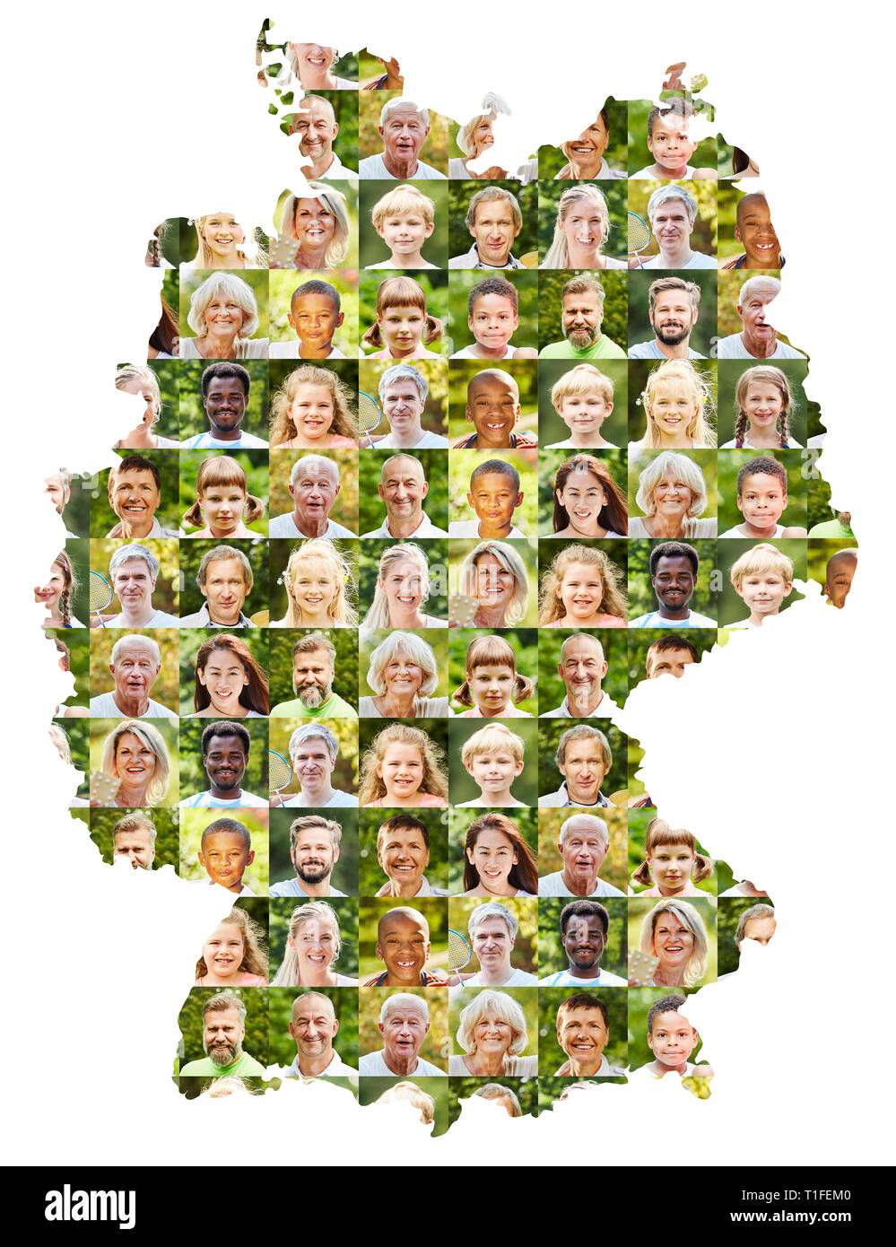 Outdoor portrait collage of people of different generations on Germany ...
