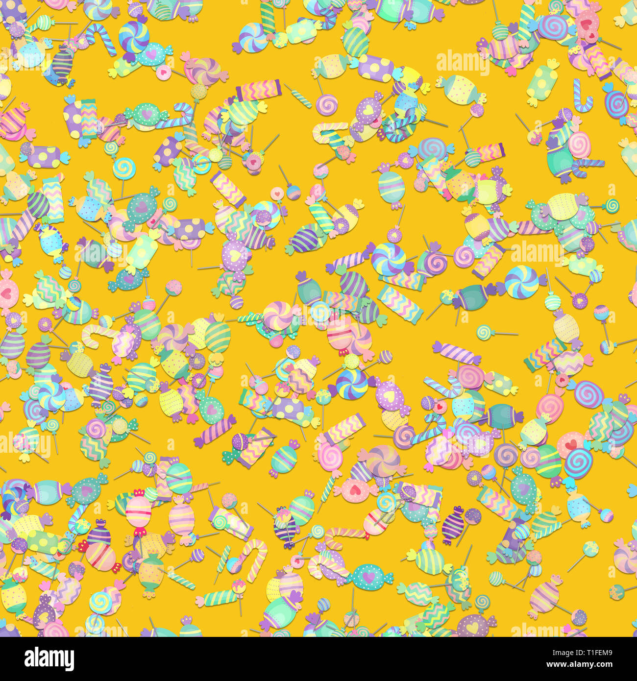 Natheless tileable pattern of scattered candies and sweets Stock Photo ...