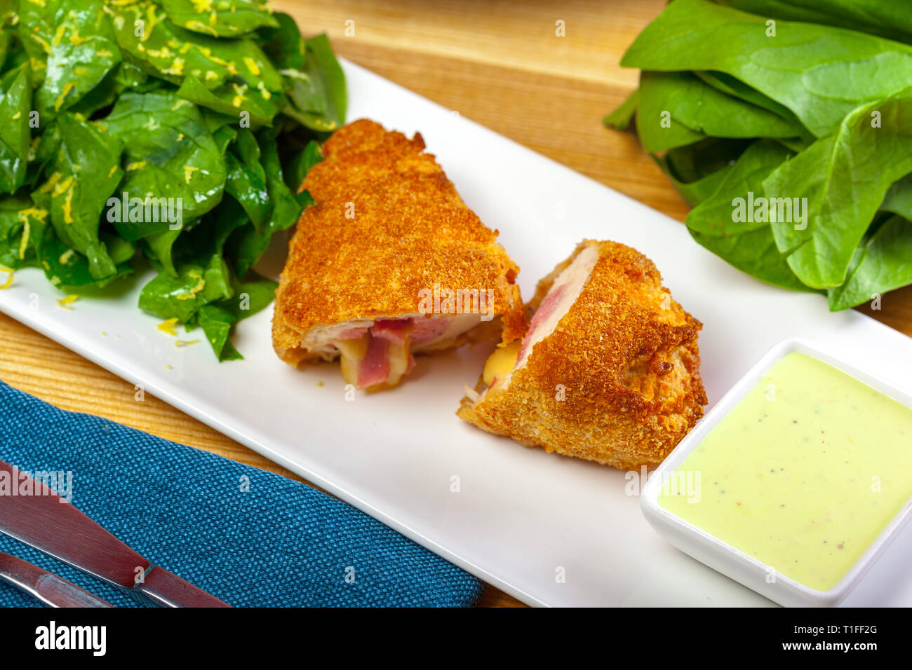 Breaded cutlet served on a plate Stock Photo - Alamy