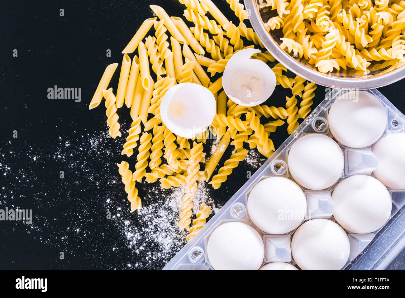 dry pasta spaghetti with ingredient Stock Photo - Alamy