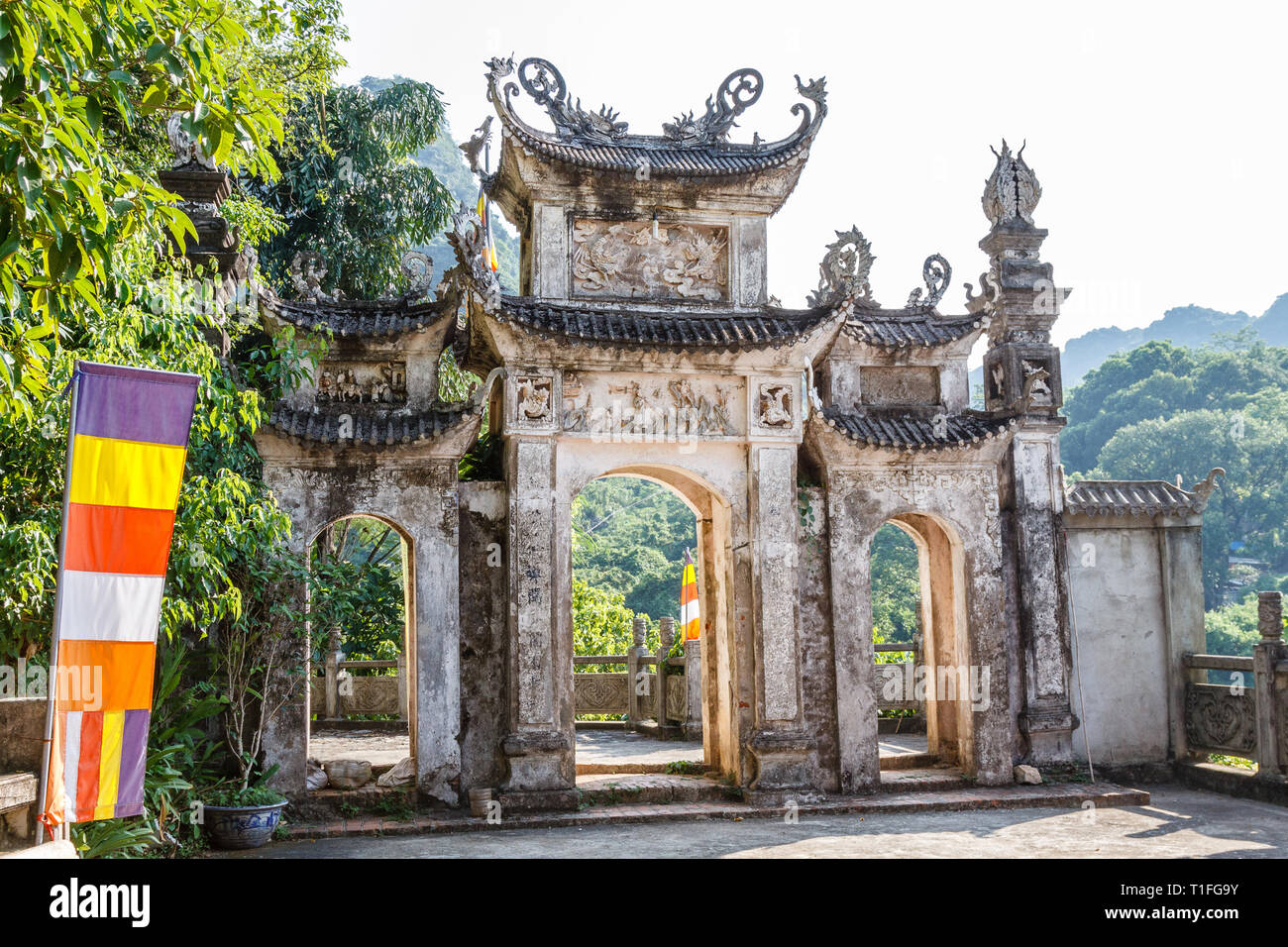 Buddhist temple at Huong Pagoda or Perfume Pagoda, My Duc District ...