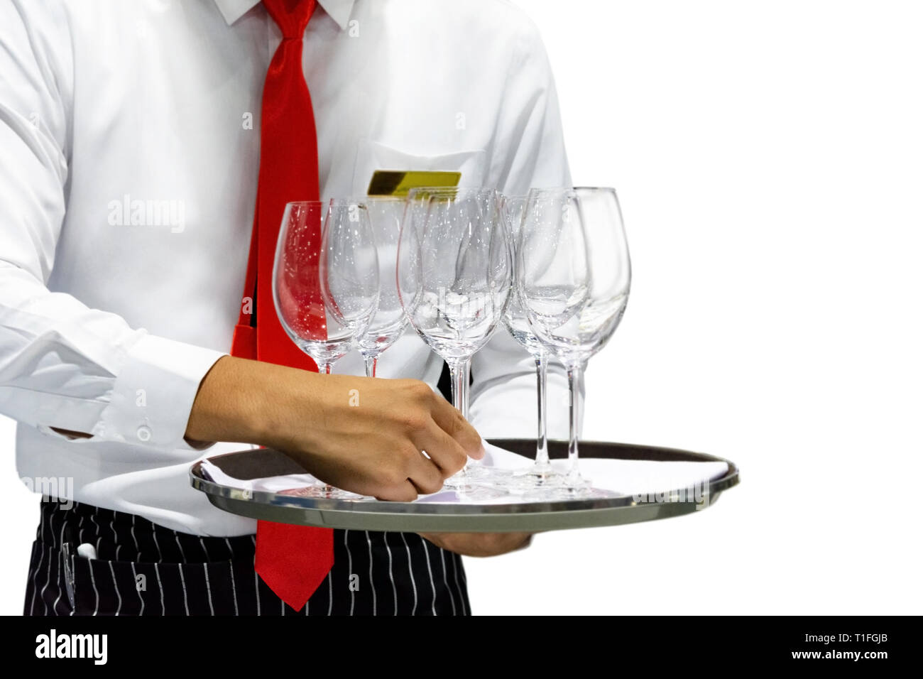 Hand holding wine glass on tray hi-res stock photography and images - Alamy