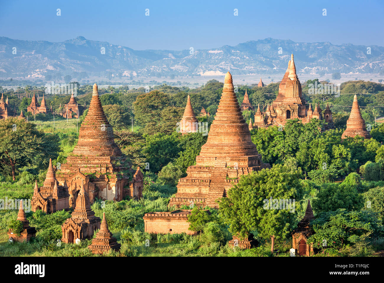 Bagan, Myanmar ancient temple ruins landscape in the archaeological ...