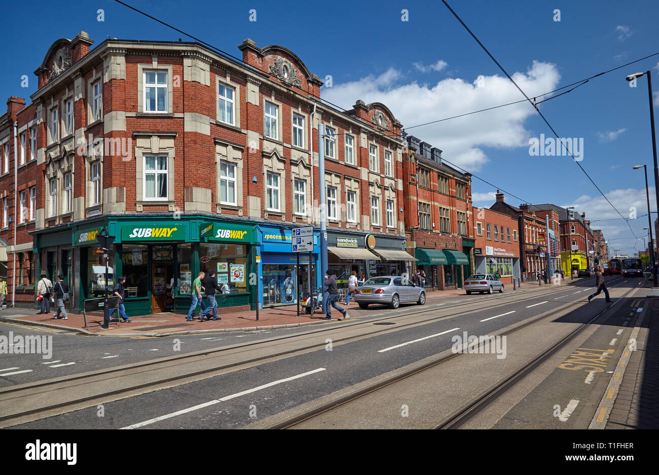 SHEFFIELD, ENGLAND - MAY 7, 2009: The line of the old buildings on the ...