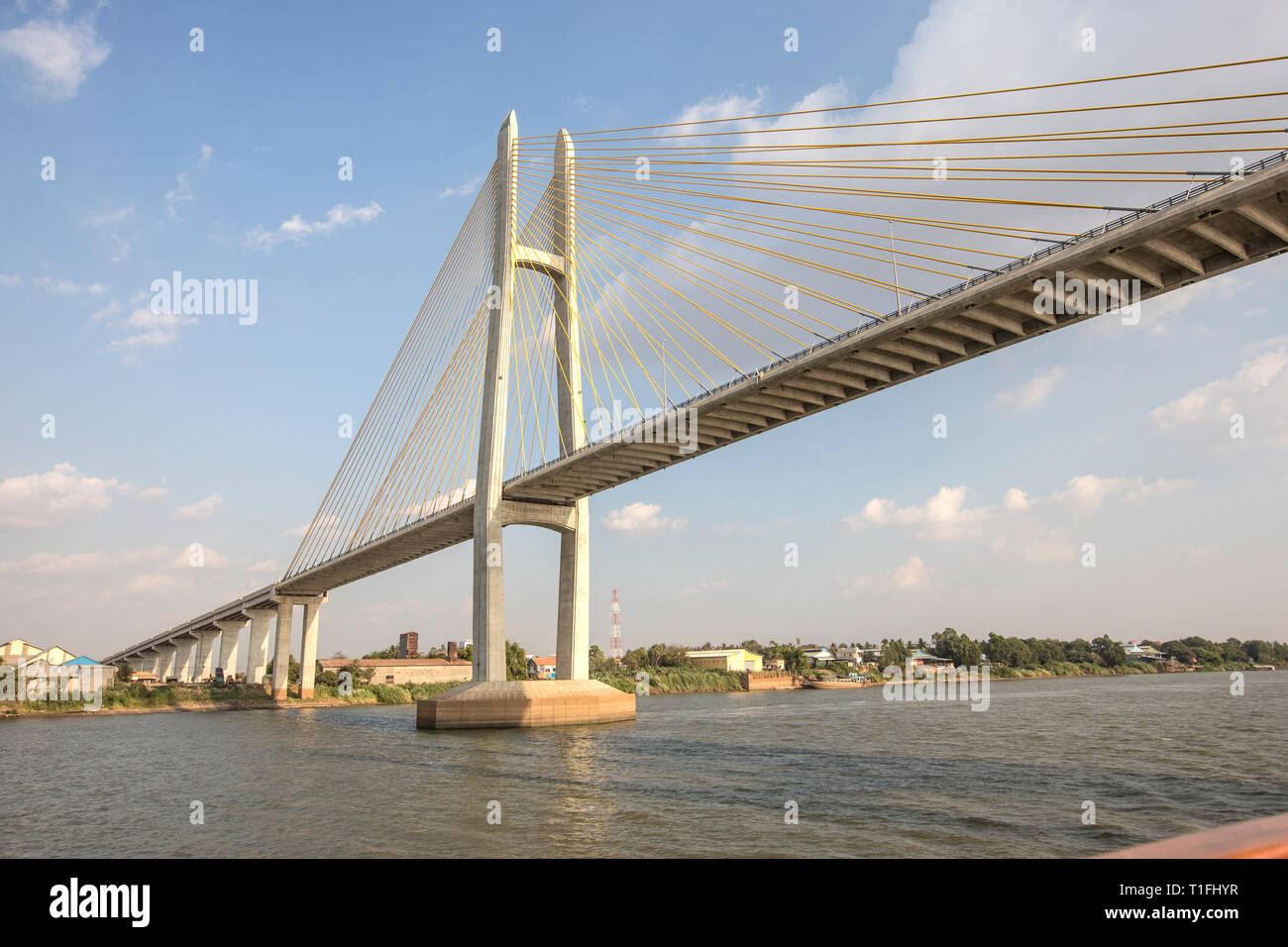 A suspension bridge over the Mekong River, Cambodia Stock Photo - Alamy