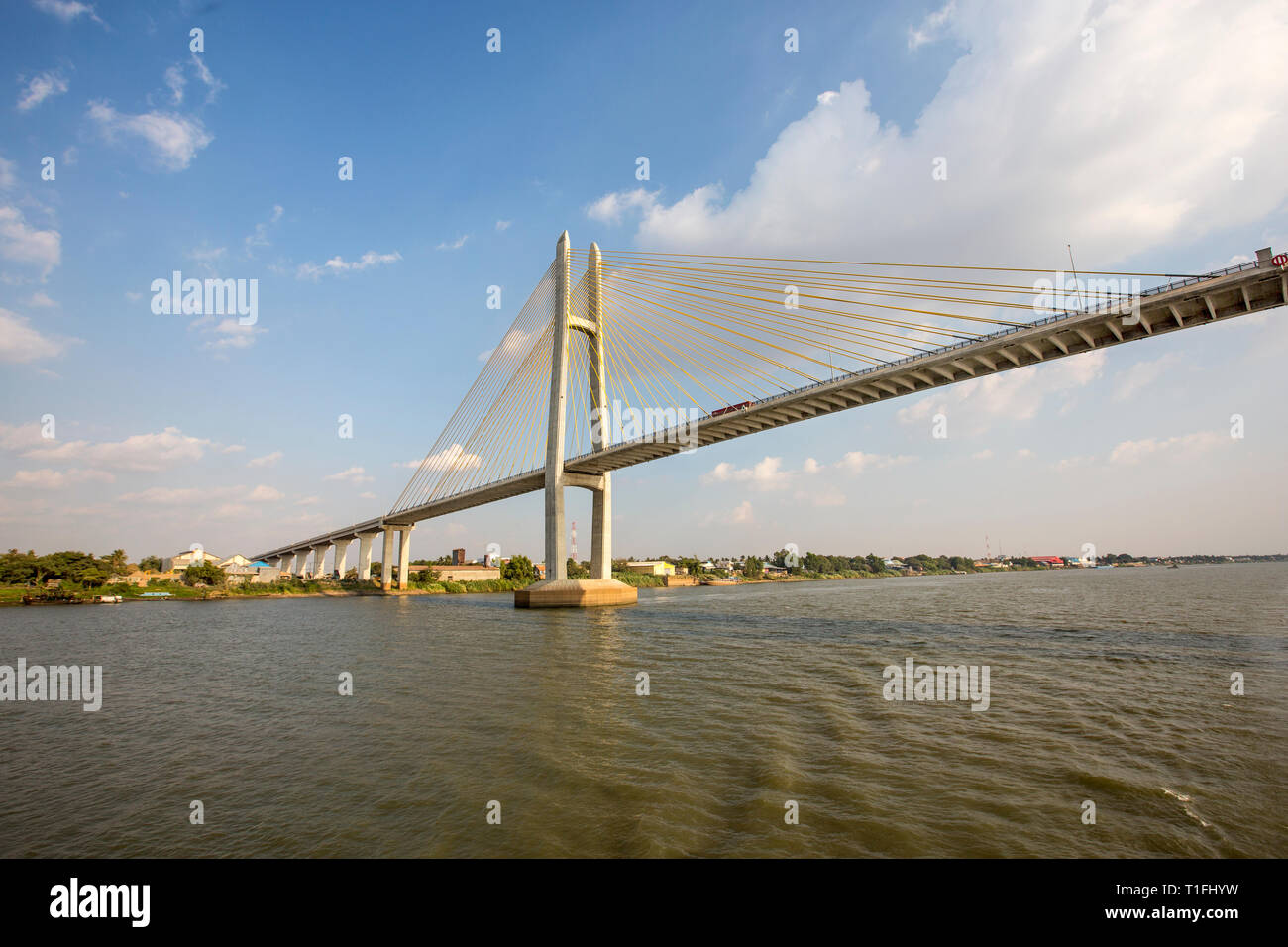 A suspension bridge over the Mekong River, Cambodia Stock Photo - Alamy