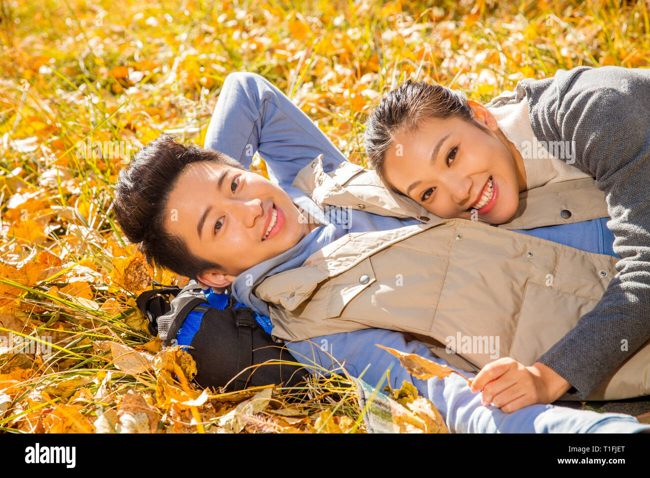 Young men and women in the outdoor outing Stock Photo - Alamy